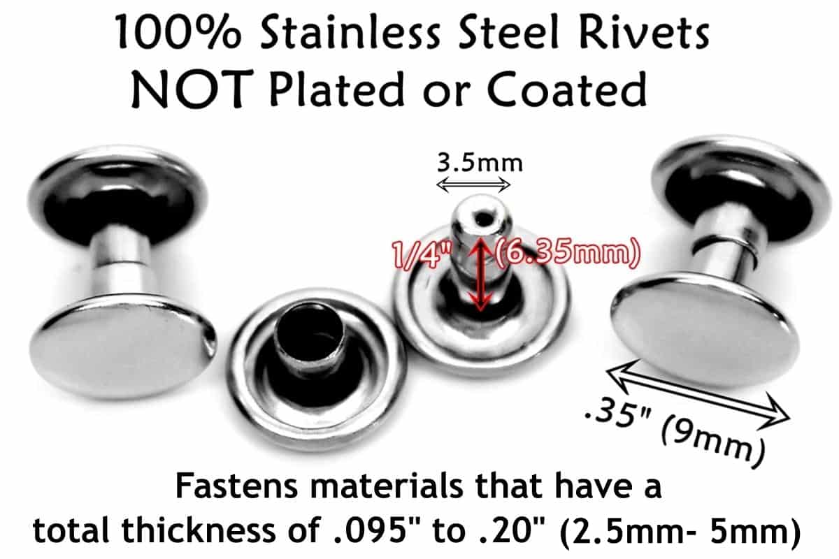 Stainless Steel Rivets ~ Double Cap ~ Collars by Kitt
